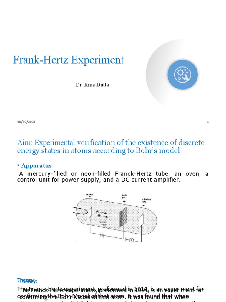 Experimental Verification Of Discrete Energy States In Atoms Through
