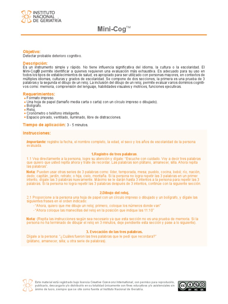 Mini Cog | PDF | Cognición