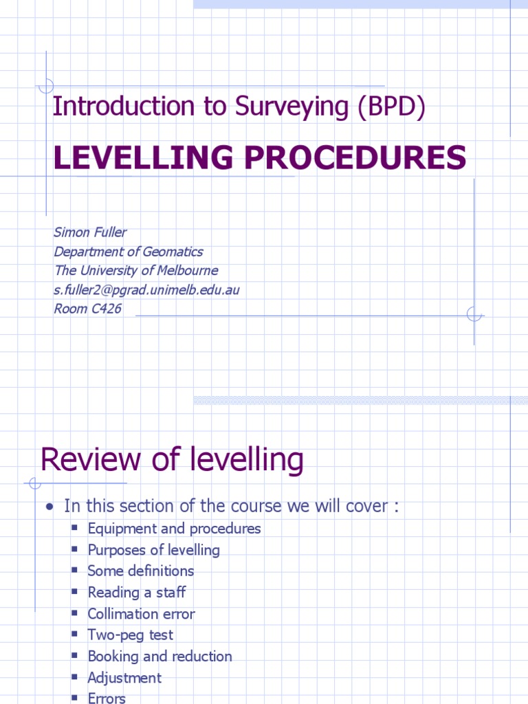 Introduction To Surveying (BPD) : Levelling Procedures | PDF ...