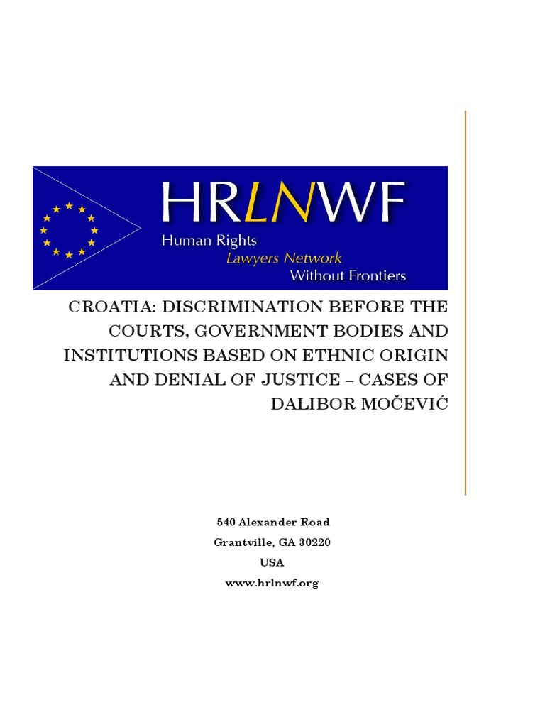 Ethnic Discrimination in Croatian Courts | PDF | European Convention On ...