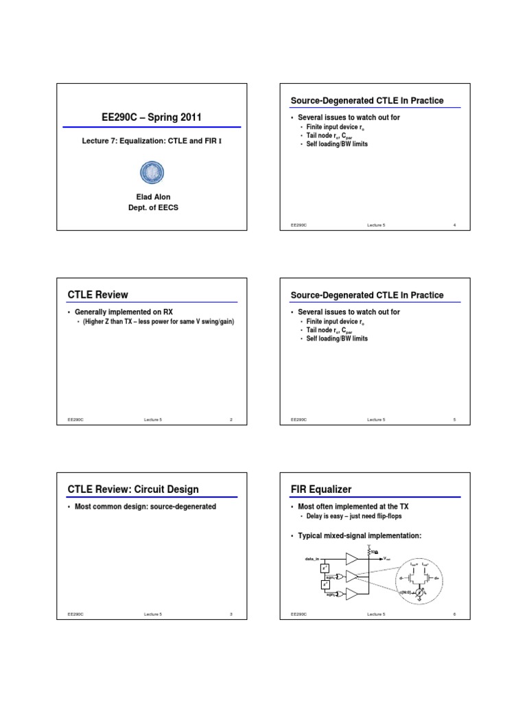 Lecture07 Eq CTLE FIR I 6up | PDF | Equalization (Audio) | Signal ...