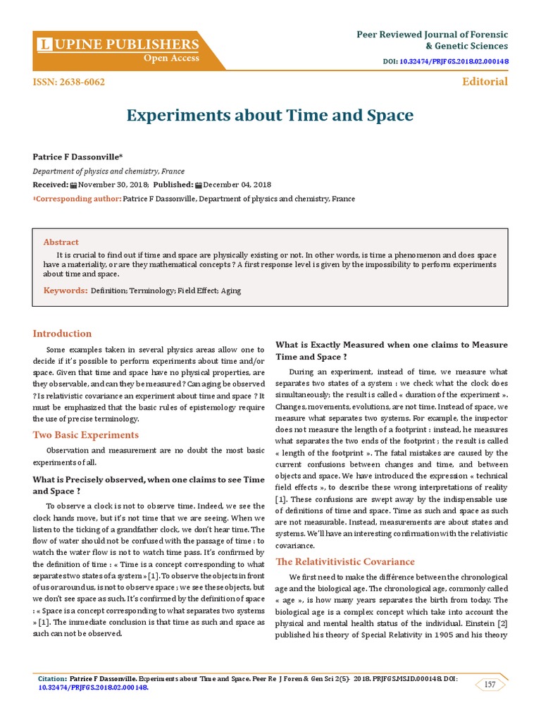 Experiments About Time and Space | PDF | Time | Spacetime