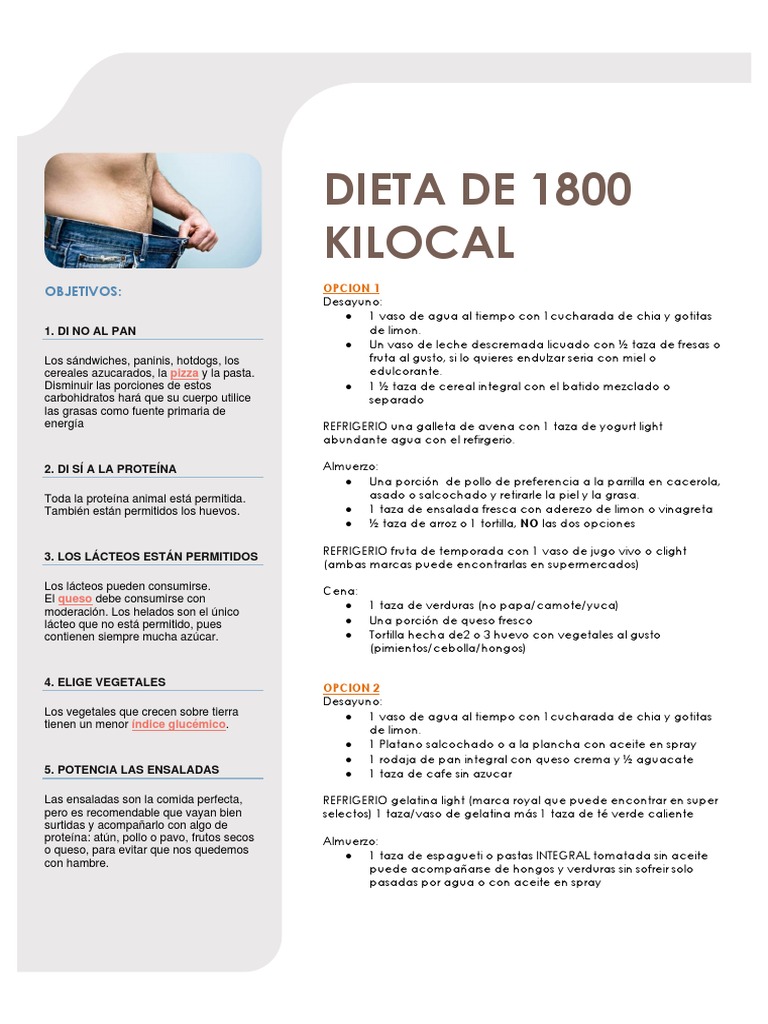 Marzo Plan de 1800 KCAL | PDF | Aceite de oliva | Alimentos