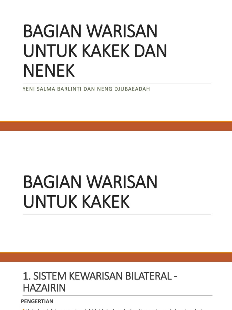 Bagian Warisan Untuk Nenek Dan Kakek MKN 2021 | PDF