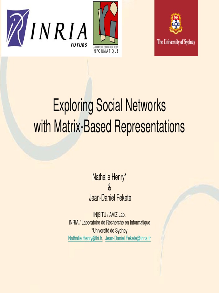 Exploring Social Networks With Matrix-Based Representations: Nathalie ...