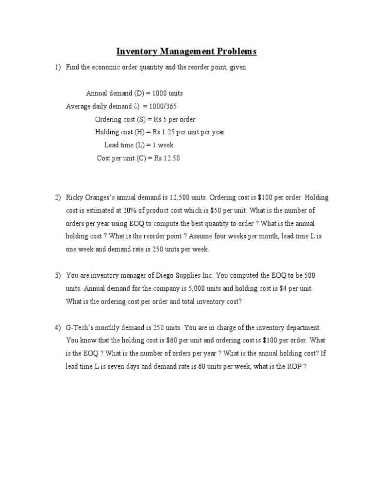 Inventory Management Problems | PDF | Business