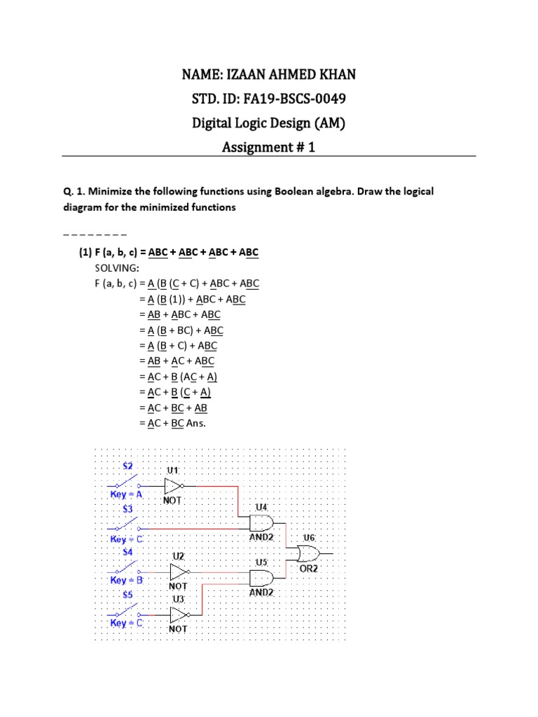 DLD THEORY ASS 01 - Izaan Ahmed Khan (FA19-BSCS-0049) | PDF | Computer Science | Mathematical Logic