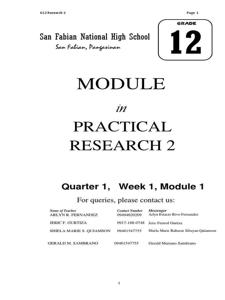 Quarter 1 Module 1 Practical Research 2 | PDF | Dependent And ...