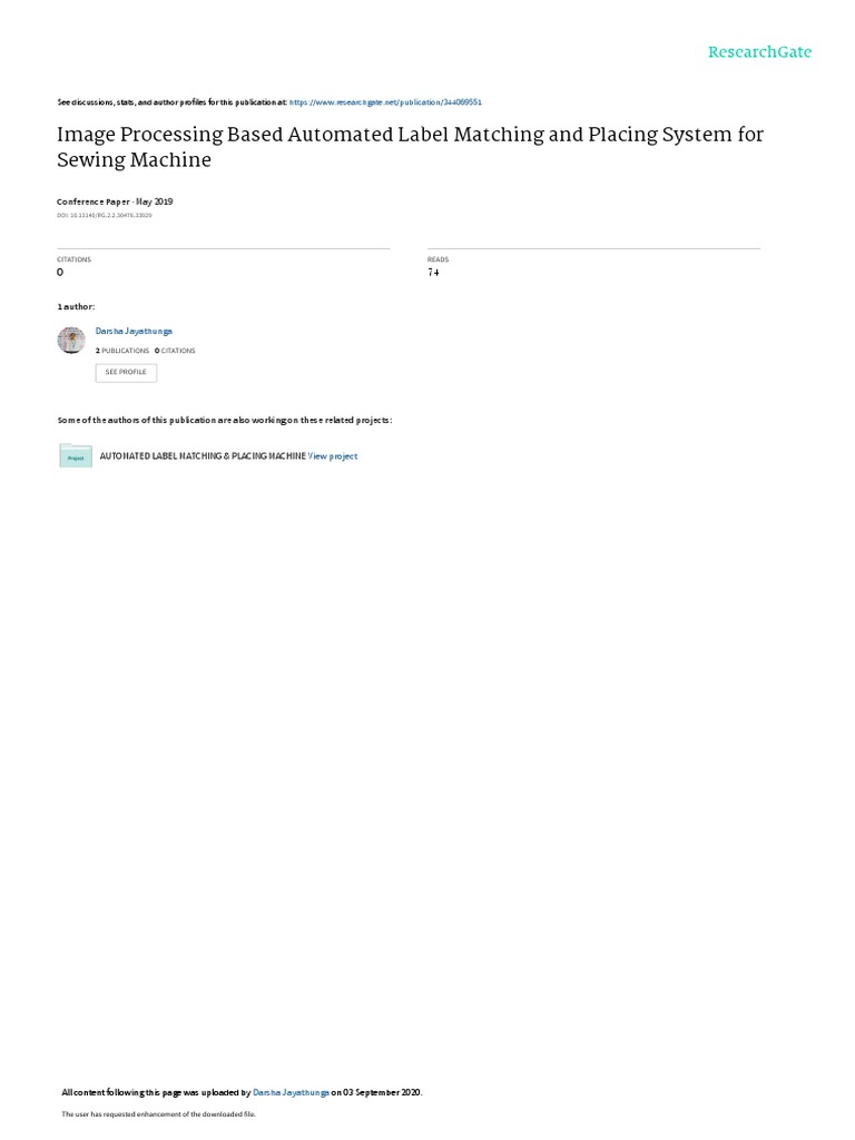 Image Processing Based Automated Label Matching and Placing System For ...