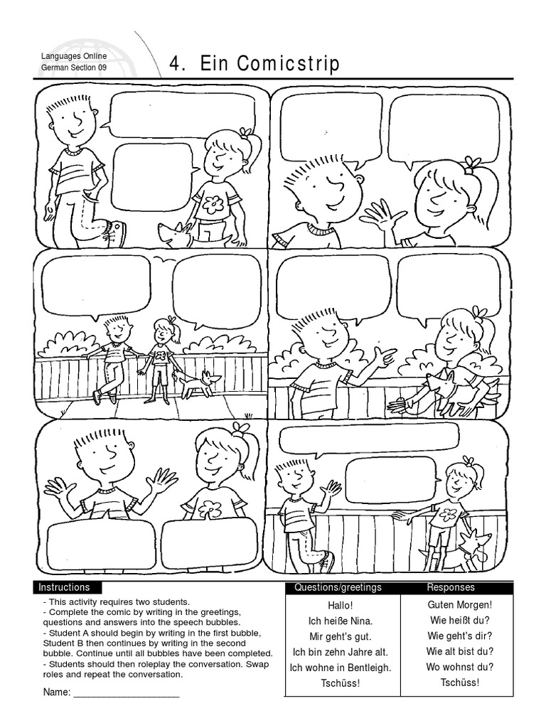 German Comic Strip Conversation Activity | PDF | Language Arts & Discipline