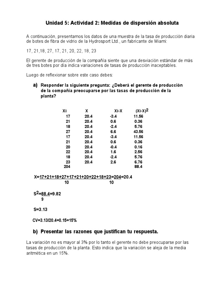 Unidad 5 Actividad 2 Medidas de Dispersi N Absoluta Feliz Santana Geovanny Jesus PDF - Compress ...