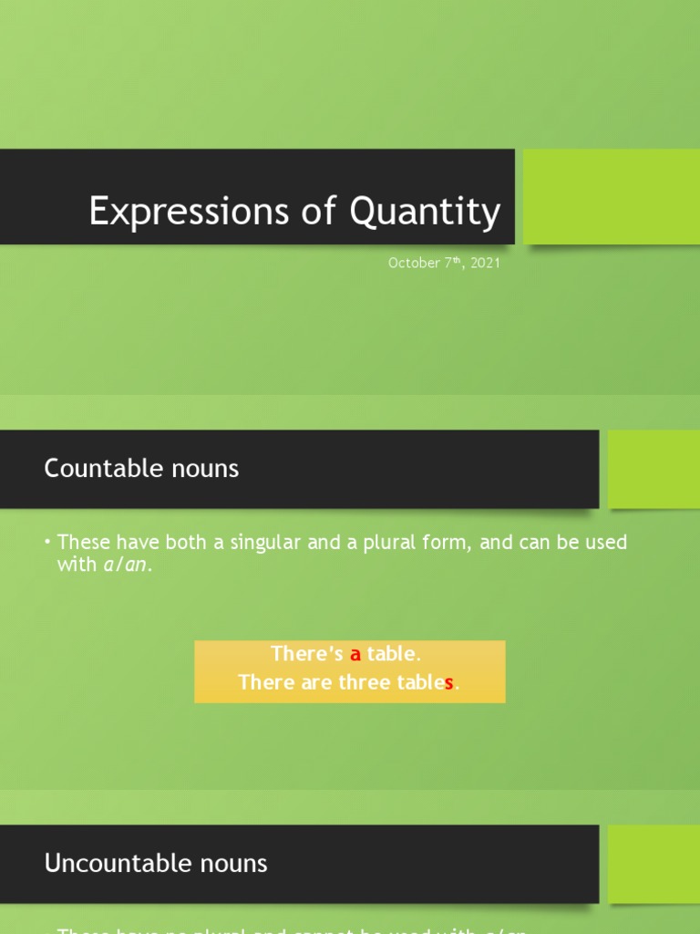 Expressions of Quantity | Download Free PDF | Noun | Plural