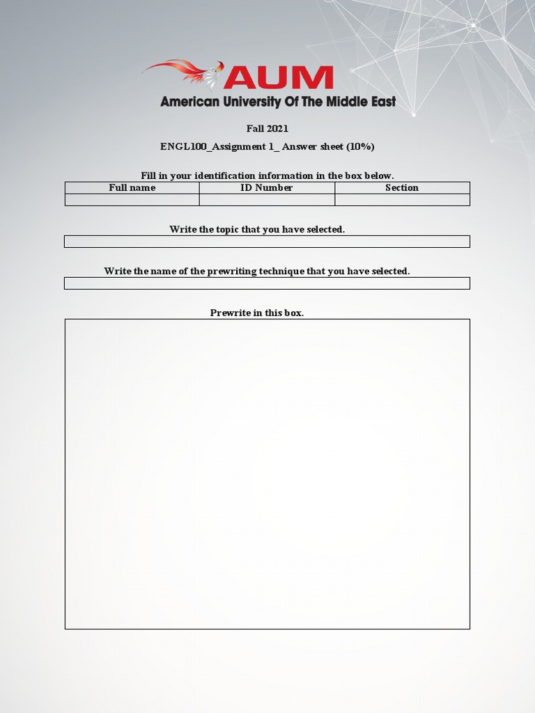 Assignment 1. Answer Sheet | PDF