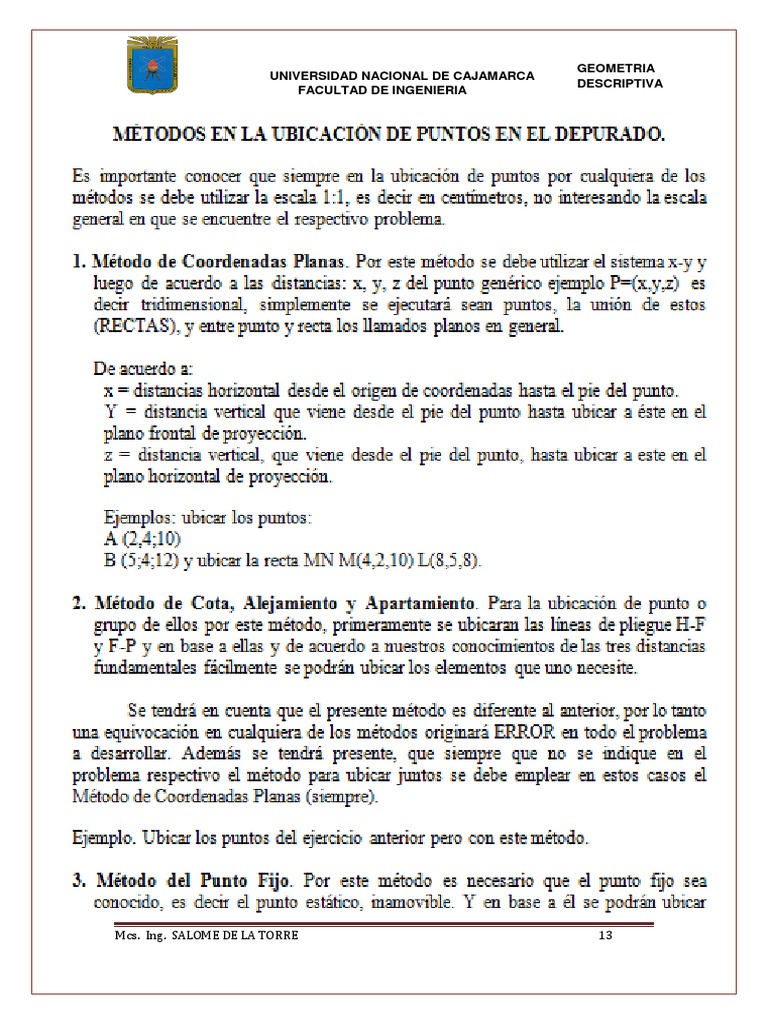 Ubicacion de Puntos en Un Depurado, Metodos | PDF