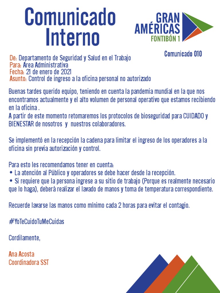 Comunicado 010 SST | PDF