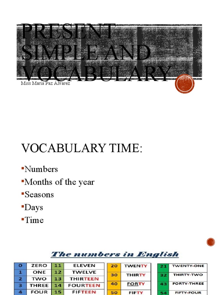 Present Simple and Vocabulary: Miss María Paz Álvarez | PDF | Question ...