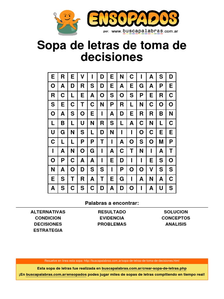 Sopa de Letras de Toma de Decisiones | PDF