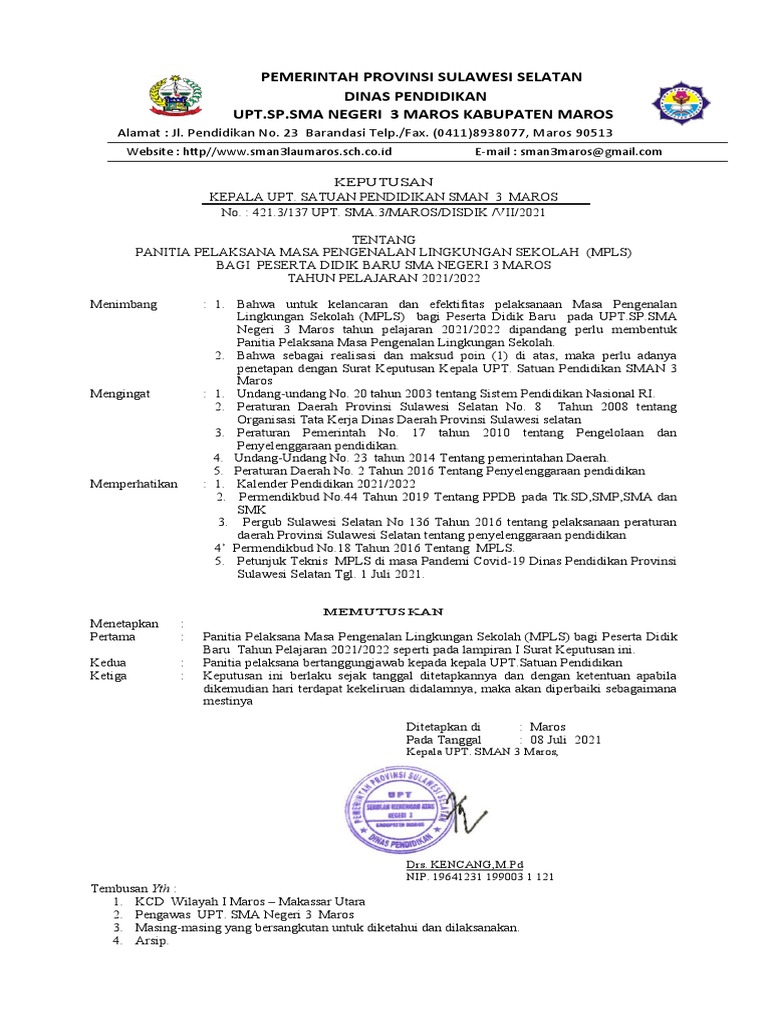 SK Panitia MPLS | PDF