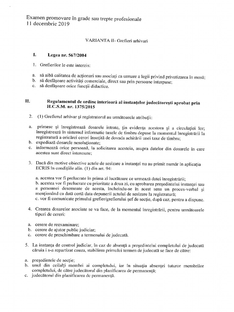 Subiecte Grefieri Arhivari Si Barem Corectare Proba Scrisa Si Practica ...
