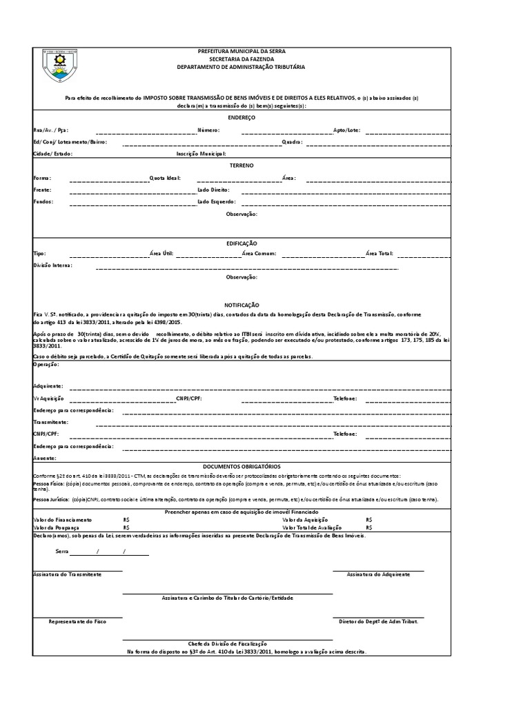 Formulário ITBI | PDF | Justiça | Crime e Violência