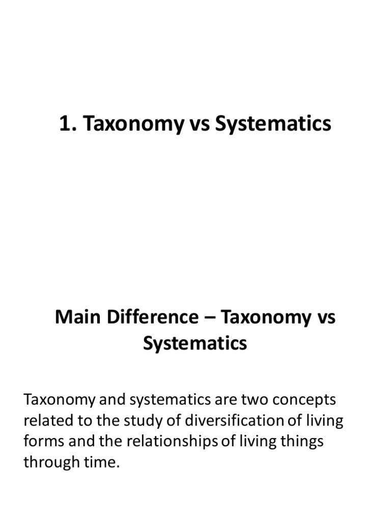 1 - Taxonomy Vs Systematics | Download Free PDF | Taxonomy (Biology) | Species