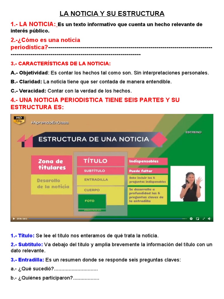 La Noticia y Su Estructura 6° | PDF