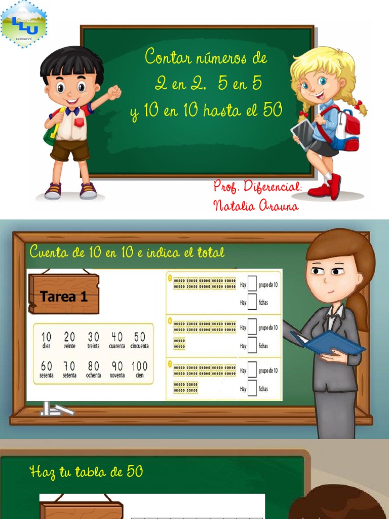Conteo de 2 en 2, 5 en 5 y 10 en 10 | PDF
