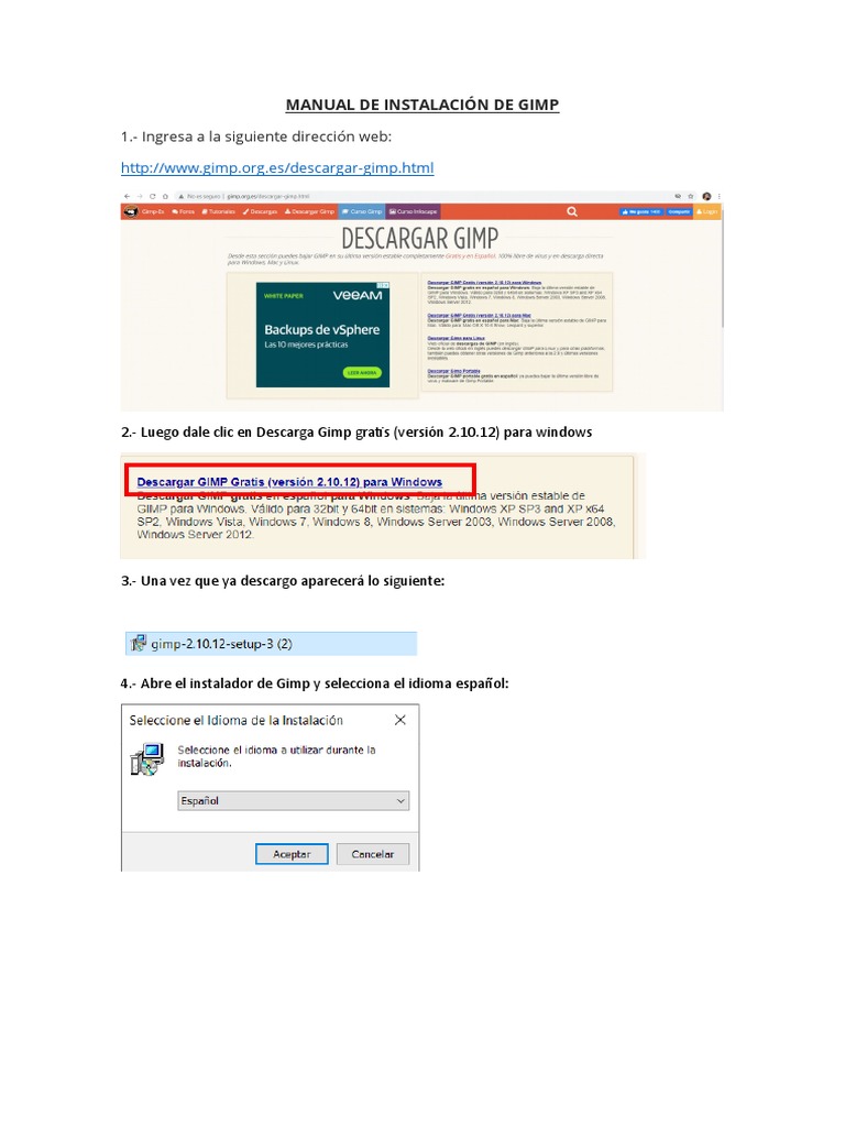 Manual de Instalación de Gimp | PDF