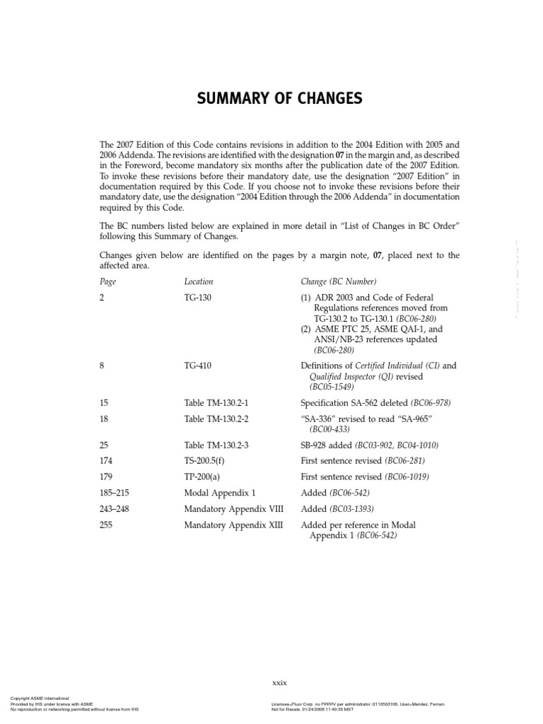 Asme Section XII Summary of Changes 2007 | PDF | Intellectual Works ...