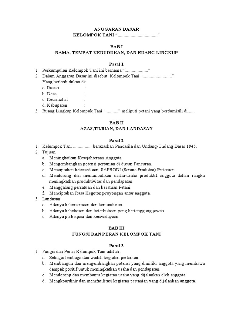 AD ART Kelompok Tani | PDF