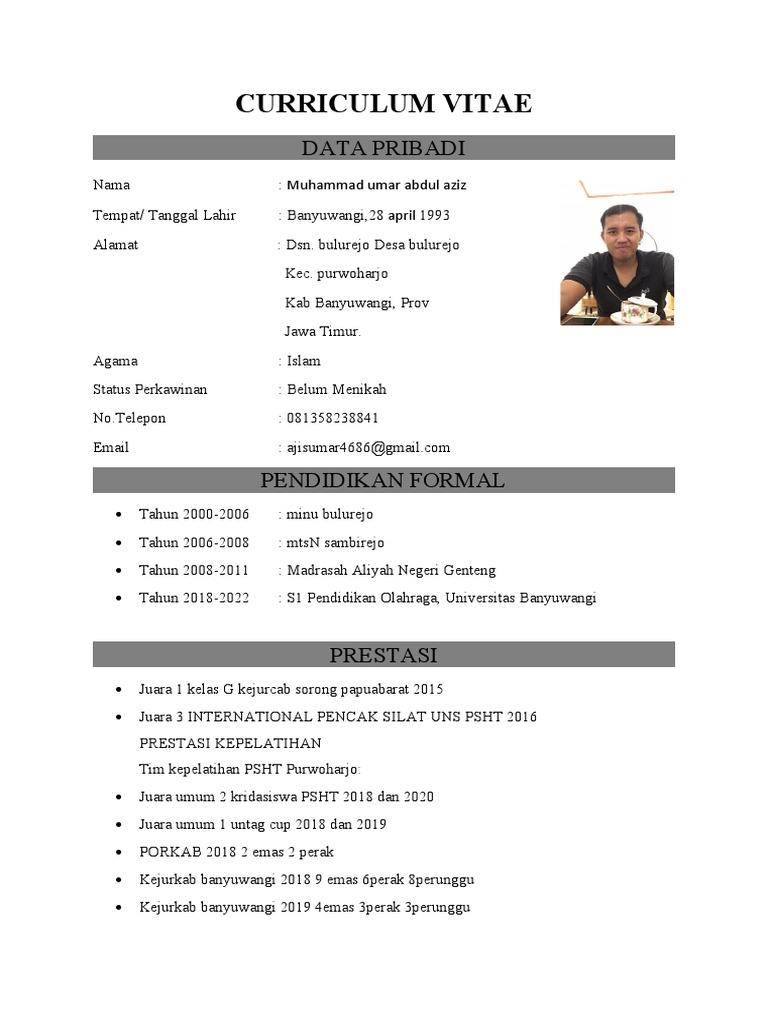 CV Muhammad Umar Abdul Aziz | PDF
