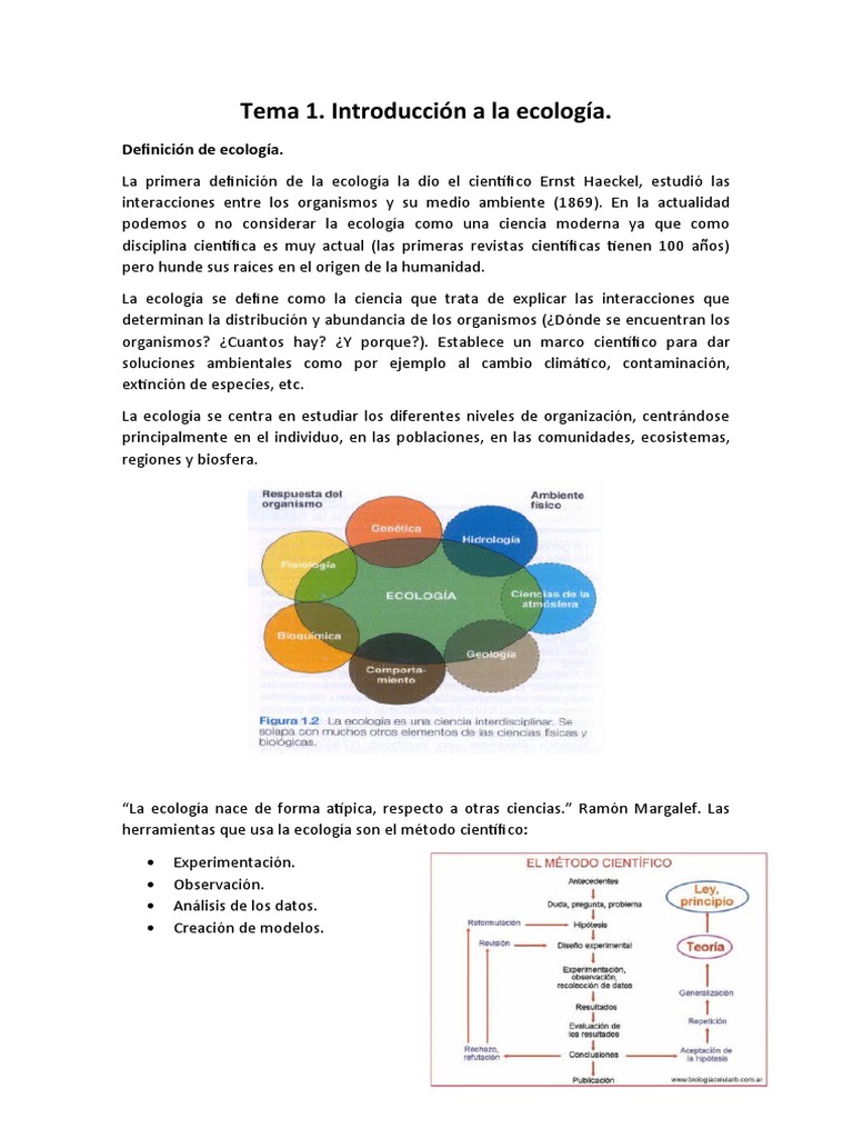 Tema 1 Introduccion A La Ecologia | PDF | Nicho ecológico | Ecología