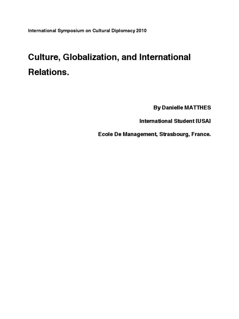 Culture, Globalization, and International Relations.: International ...