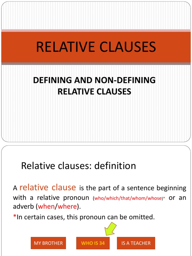 Defining and Non-Defining Relative Clauses | PDF | Sentence (Linguistics) | Human Communication