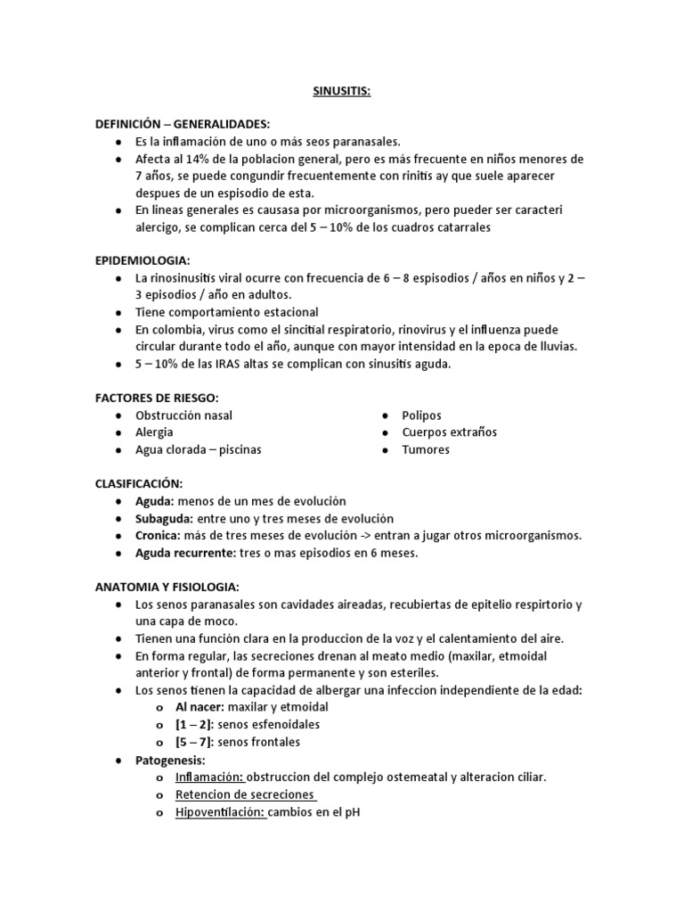 Sinusitis | PDF | Especialidades Medicas | Enfermedades y trastornos