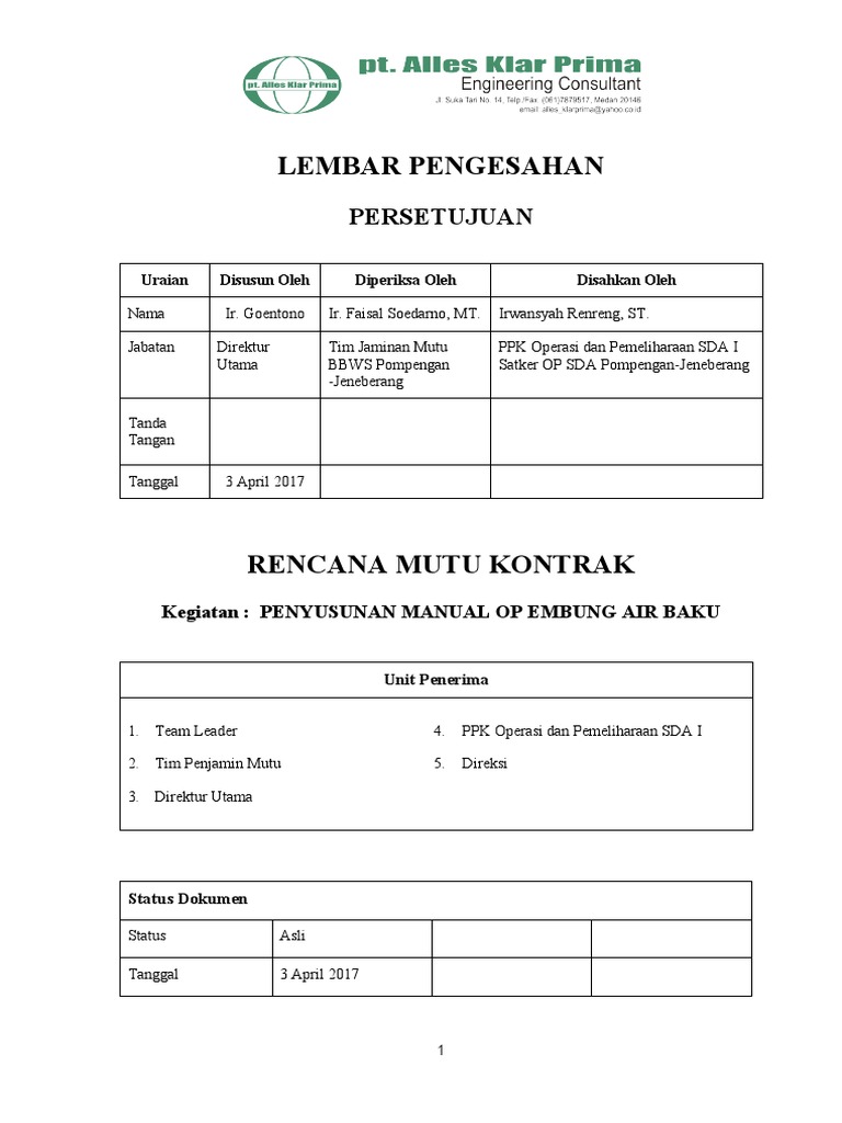 Laporan RMK Op Embung Air Baku 2017 (Bahan Asistensi) | PDF | Teknologi & Rekayasa