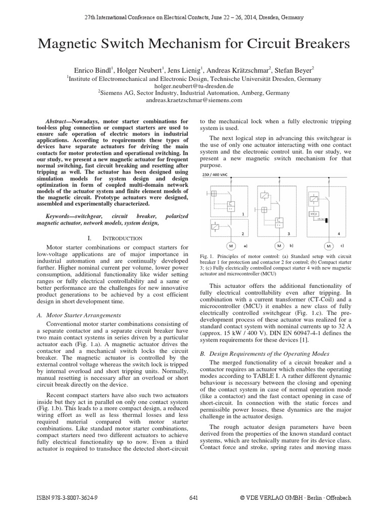 Magnetic Switch Mechanism For Circuit Breakers | PDF | Switch | Actuator