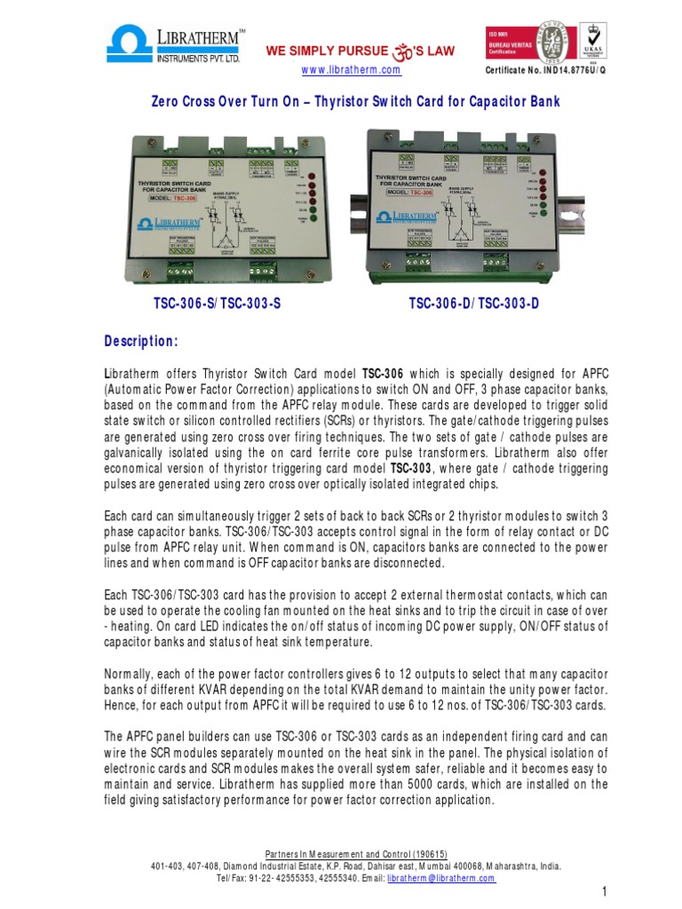 TSC-306 Thyristor Switch Card 190615 | PDF | Switch | Capacitor
