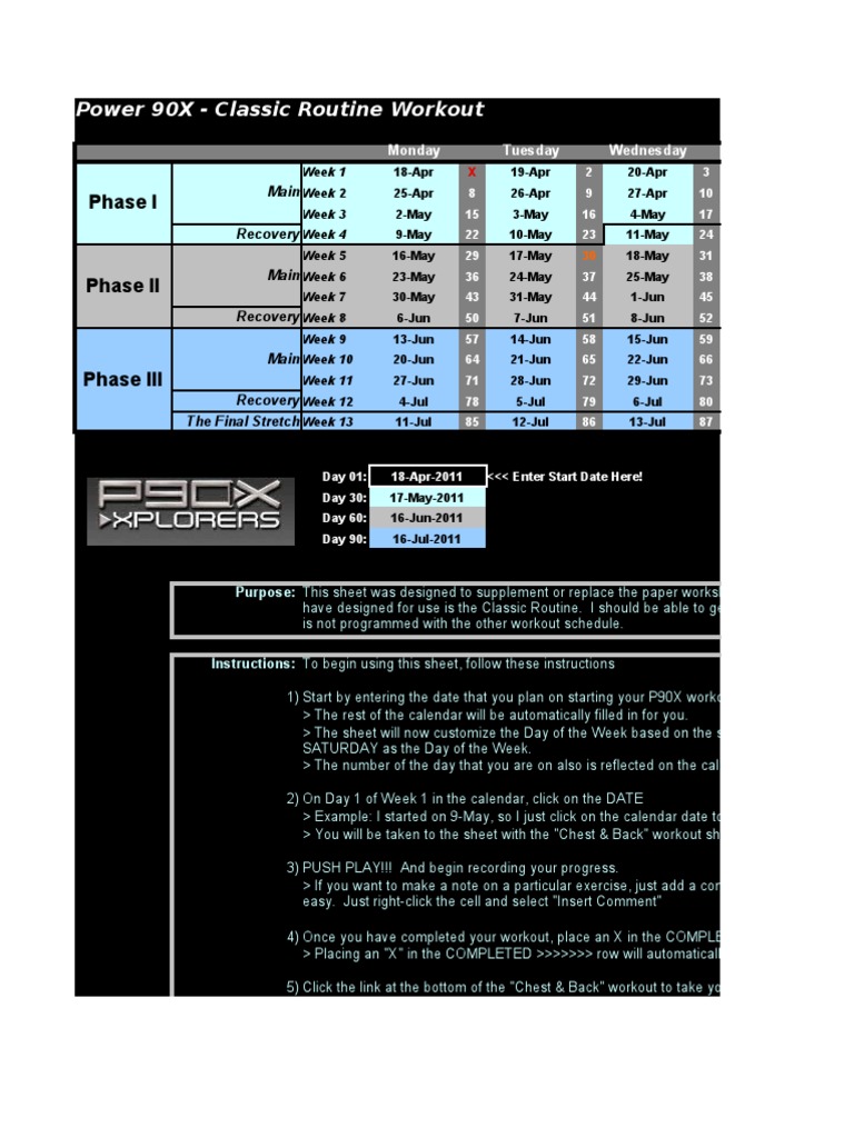 2011 P90X Worksheet | PDF | Physical Exercise | Human Anatomy