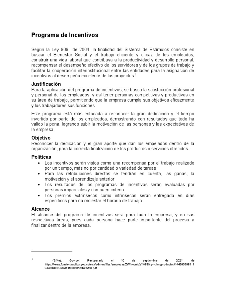 Programa de Incentivos | PDF | Motivación | Motivacional