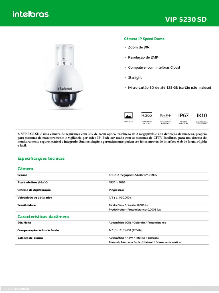 Datasheet VIP 5230 SD 1 | PDF | Câmera | Android (sistema operacional)
