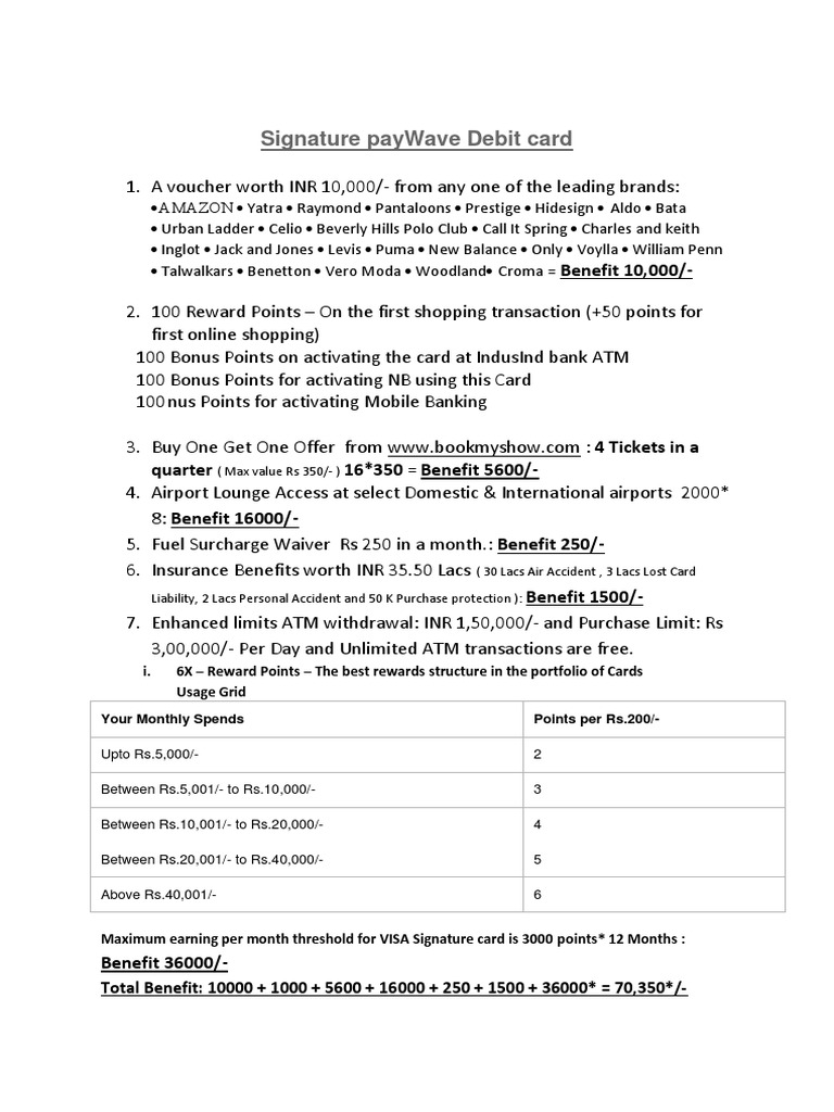 Signature Debit Card Features and Benefits | PDF