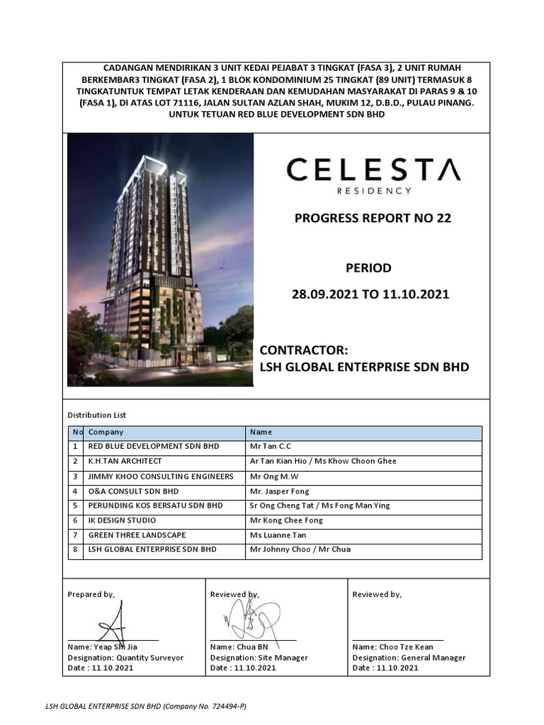 Celesta Prog Report No.22 | PDF | Building Engineering | Building Technology