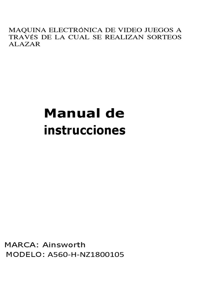 Manual de Instrucciones Ainsworth A560 | PDF