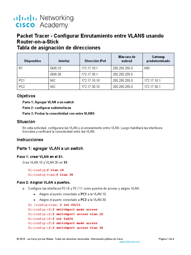 Configure Router-on-a-Stick Inter-VLAN Routing | PDF | Arquitectura de ...