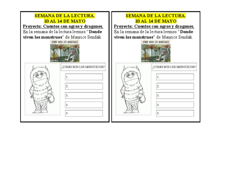 Donde Viven Los Monstruos 3º Grado | PDF