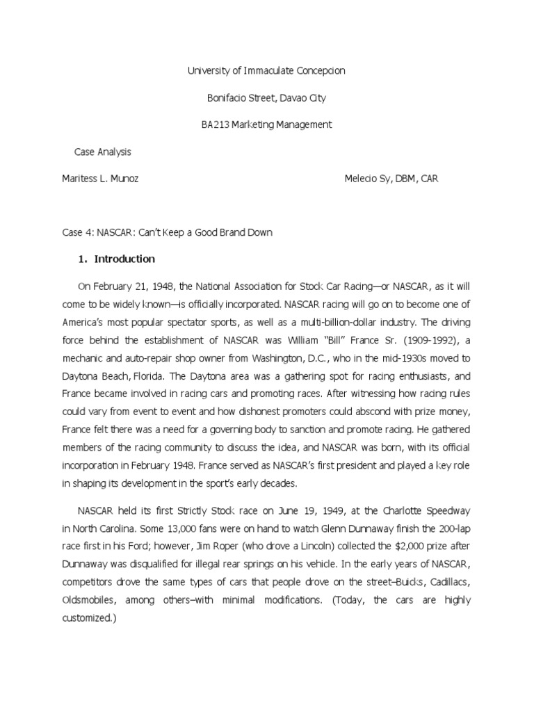 NASCAR SWOT Analysis and Business Strategy | PDF | Nascar | Swot Analysis