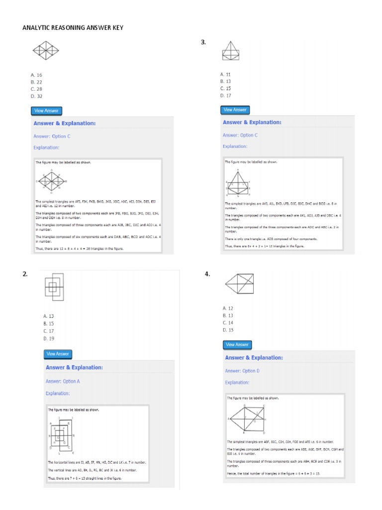 Analytic Reasoning Answer Key | PDF | Technology & Engineering