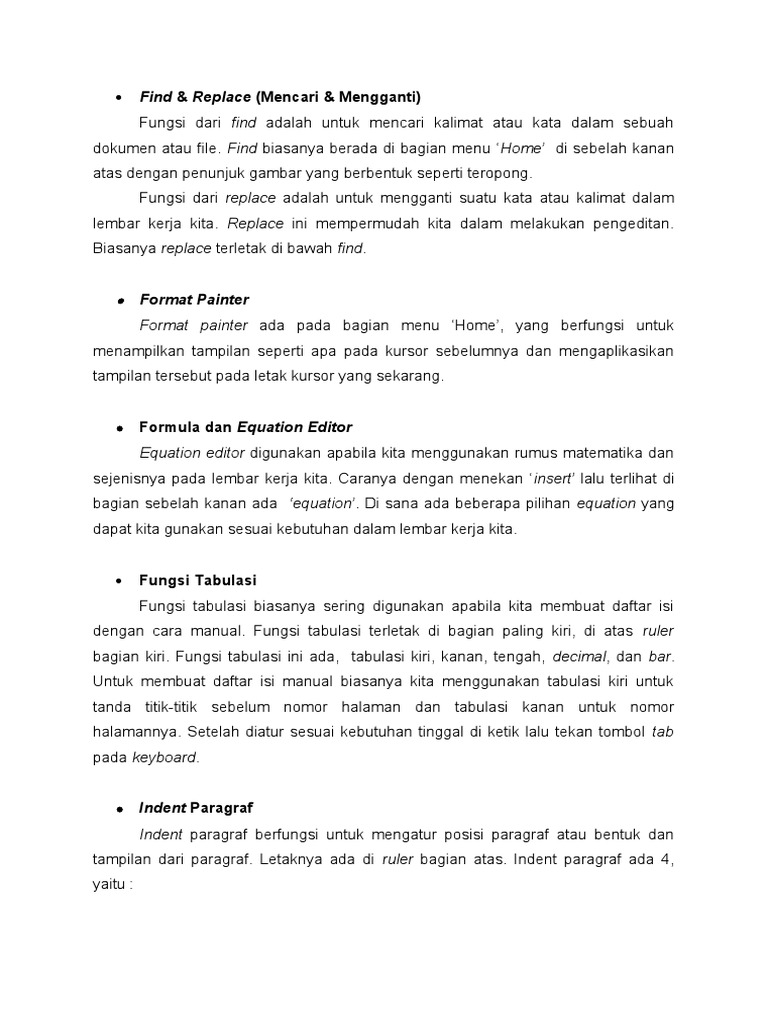 Fitur Pencarian dan Format di Word | PDF