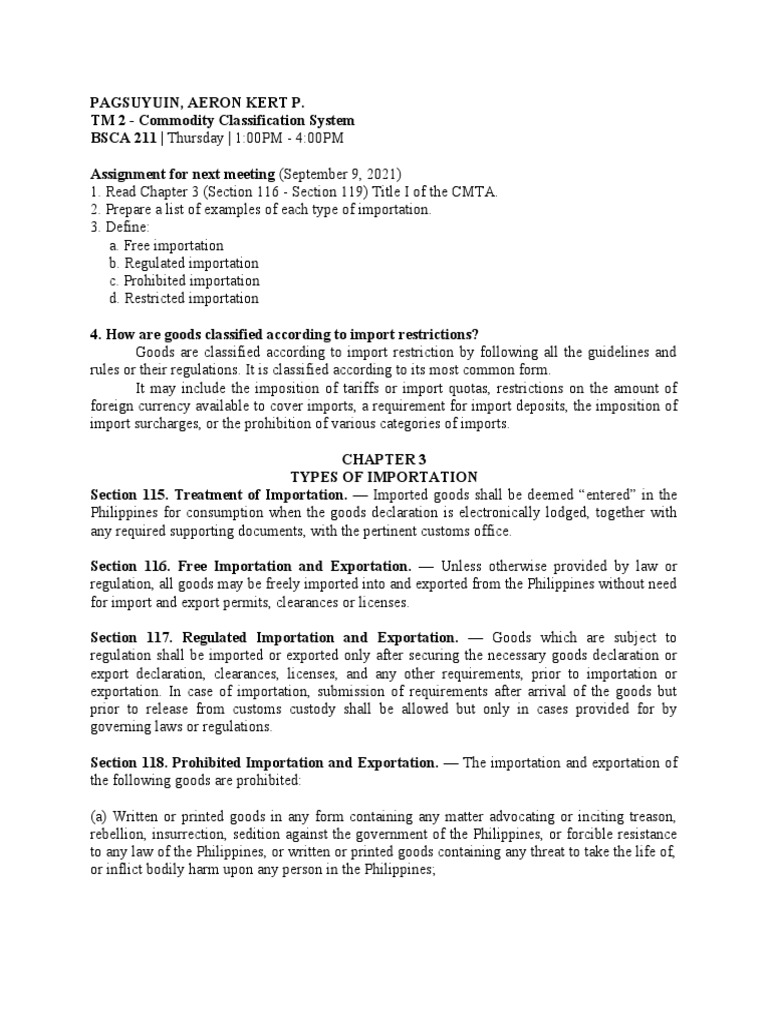 TM 2 - Commodity Classification System | PDF | Exports | Narcotic